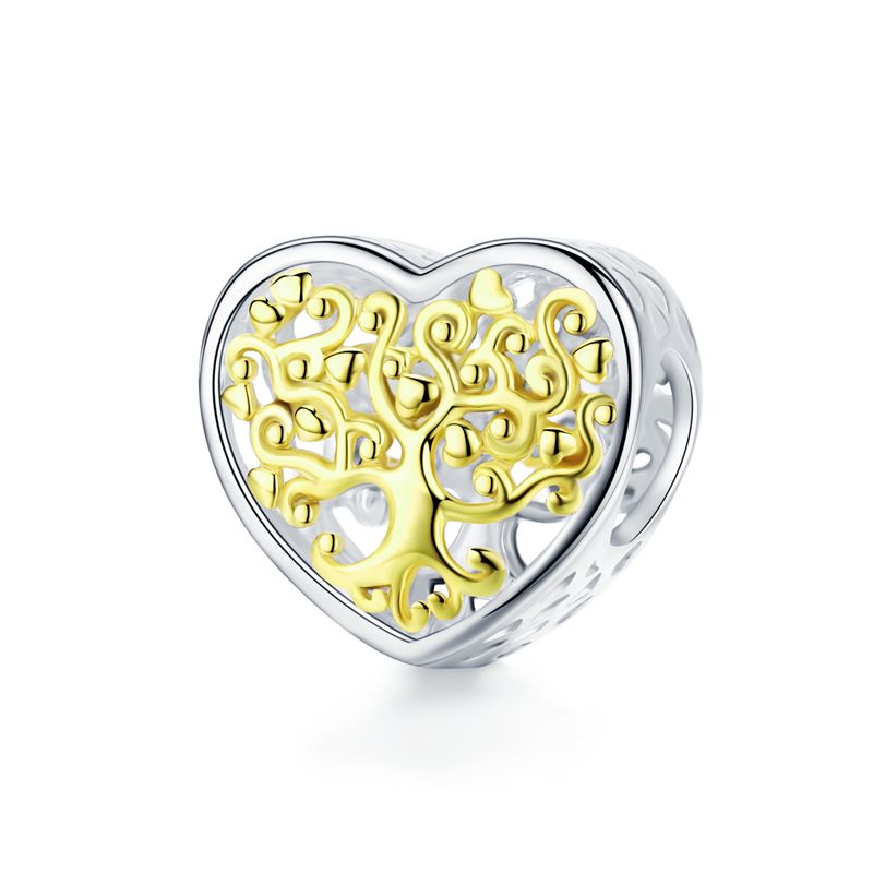 Charm Silver Gold Heart Tree of Life – Mélian